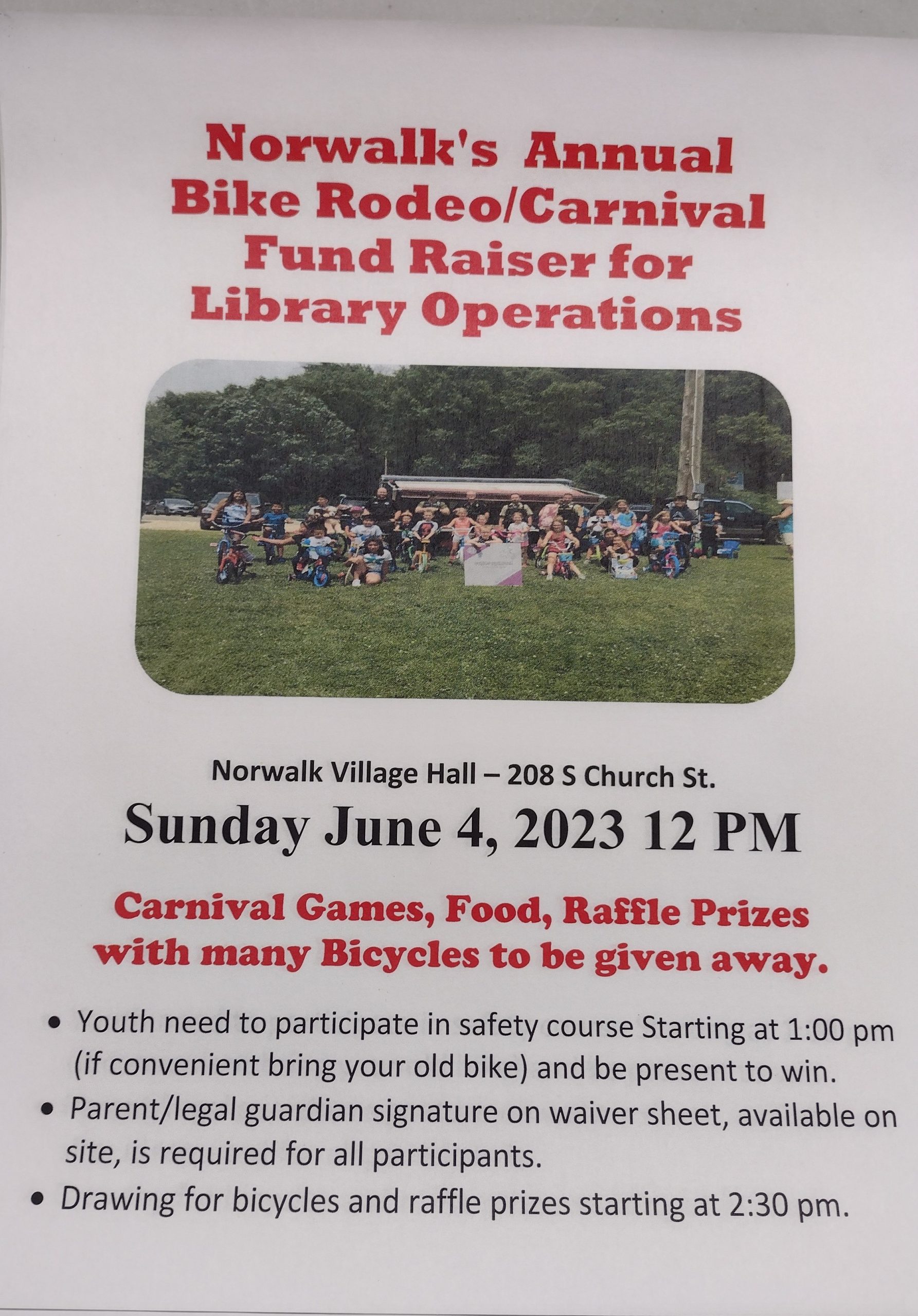 5th Annual Bike Rodeo/Carnival – Village of Norwalk